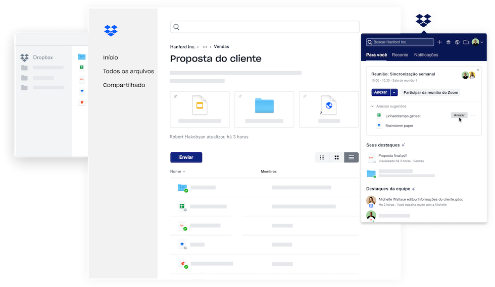 A experiência do Dropbox para desktop para macOS e Windows